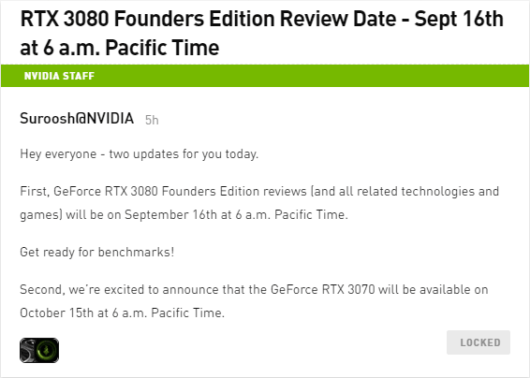 NVIDIA、RTX 3080のレビュー解禁日時とRTX 3070の発売日を発表 | ニッチなPCゲーマーの環境構築Z