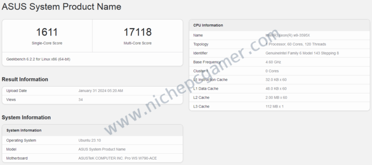 Xeon w9-3595XがGeekbenchに掲載。Intelの次世代ワークステーションCPU。前世代からコア数が増加 | ニッチなPC ...
