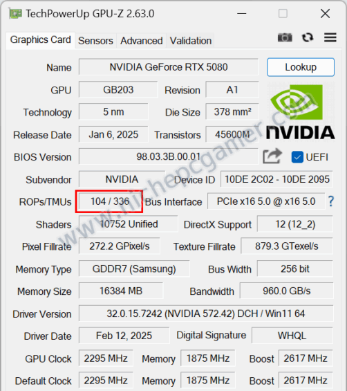 ROPが少ない不具合、GeForce RTX 5080お前もか。本来112ROPのはずが104ROPしかないRTX 5080が見つかる | ニッチなPCゲーマーの環境構築Z