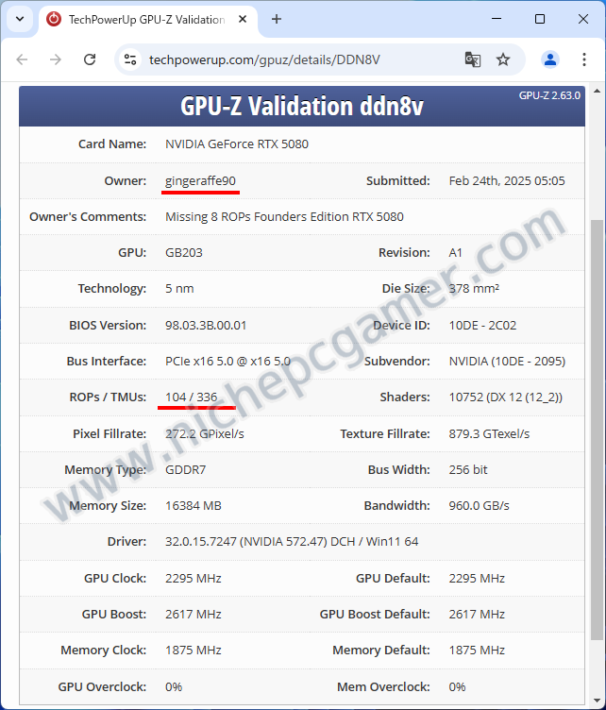 ROPが少ない不具合、GeForce RTX 5080お前もか。本来112ROPのはずが104ROPしかないRTX 5080が見つかる | ニッチなPCゲーマーの環境構築Z