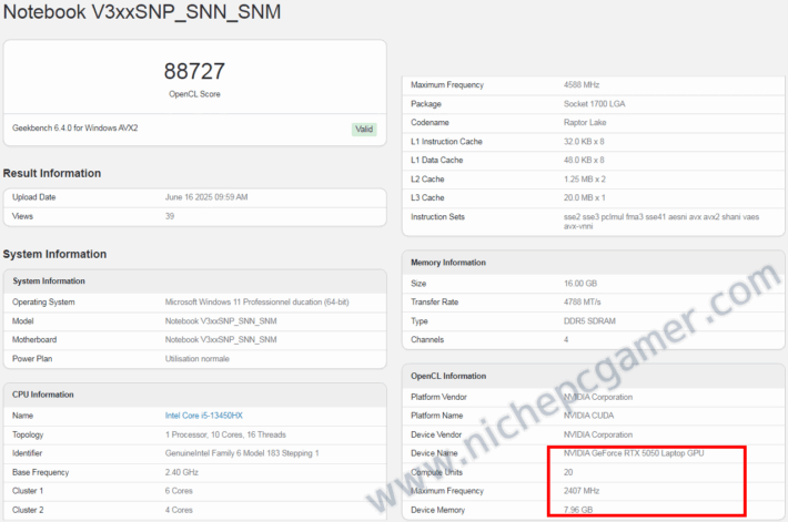 GeForce RTX 5050 Laptop GPUの実在を確認！Geekbenchに掲載 | ニッチなPCゲーマーの環境構築Z