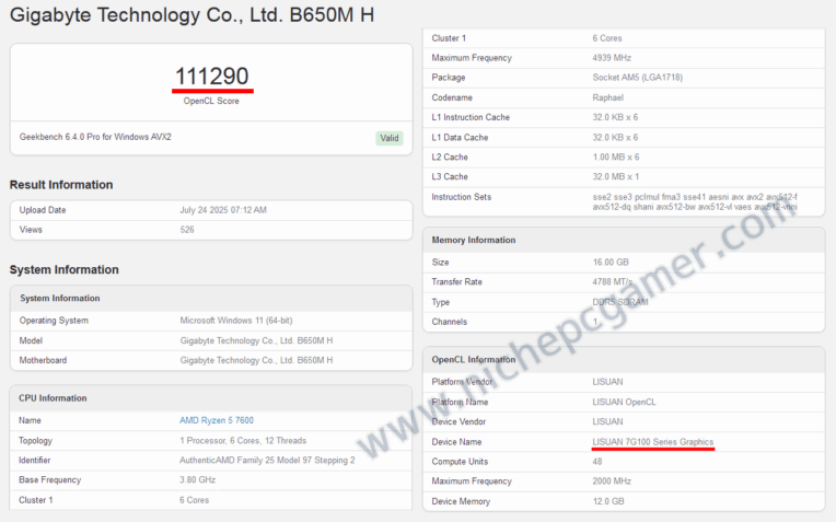 中国国産GPU、Lisuan Tech社のG100がGeekbenchに掲載！GeForce RTX 4060に匹敵と報じられていたがベンチマーク結果やいかに | ニッチなPCゲーマーの環境構築Z