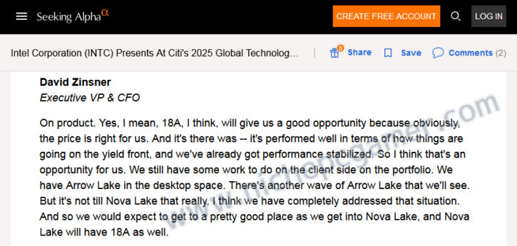 Intel、Arrow Lake Refreshの存在をさりげなく認める。売れ行きにはあまり期待していない模様。現状を打破するにはNova ...